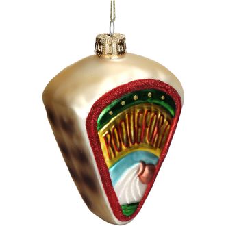 HD Collection Christbaumschmuck 11cm Glas - Blauschimmelk&auml;se Figur zum Aufh&auml;ngen - handbemalt & mit Glitzer - Weihnachtsbaum Anh&auml;nger f&uuml;r Weihnachten - Christbauman