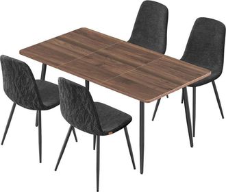 Vasagle Ensemble de Salle &agrave; Manger, Table &agrave; Manger avec 4 Chaises, pour 4 &agrave; 6 Personnes, Montage Rapide, Pieds R&eacute;glables, Nettoyage Facile, Noyer Naturel et