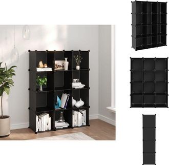 vidaXL Regalsystem mit 12 W&uuml;rfeln Schwarz pp - Regal - Stauraum - Aufbewahrungssystem - Wohnzimmer Dekoration - Garderobe