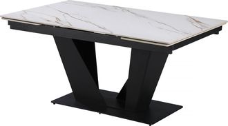 Habitat et Jardin Ausziehbarer Esstisch aus Keramik - 160/240 cm - 6 bis 10 Personen Nova - Wei&szlig;, Gold marmoriert