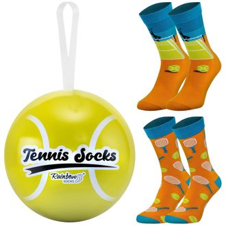 Rainbow Socks Tennissocken In Einem Ball - F&uuml;r Sportfans, Lustiges Geschenk F&uuml;r Tennisfans, Ein Gadget F&uuml;r Tennisspieler Und -Spielerinnen - 2 Paar - Gr&ouml;&szlig;e 40-46