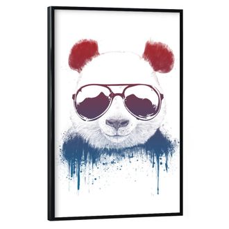artboxONE Poster mit schwarzem Rahmen 60x40 cm Tiere Cool Panda with Sunglasses - Bild Panda Bear Brille
