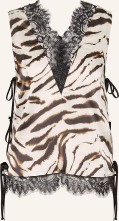 Ganni Satintop Mit Spitze beige