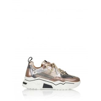 DWRS Chunky Sole Metallic Sneakers f&uuml;r Frauen - - Shoes - Damen - Beige - 37 EU