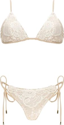 Miss Bikini Femme, Maillots de bain, Beige, Taille: 42 FR Bikini Triangle en Dentelle avec Sequins