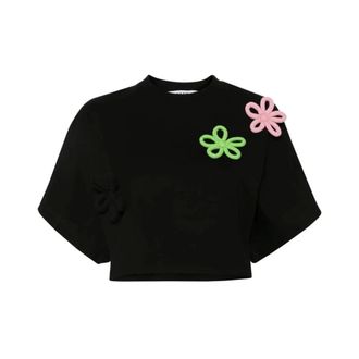 Msgm Schwarzes Baumwoll-T-Shirt f&uuml;r Frauen - - Tops - Damen - Schwarzk - XL