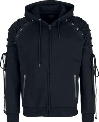 Gothicana by EMP Herren schwarze Kapuzenjacke mit &Ouml;sen und Zugb&auml;ndern XXL