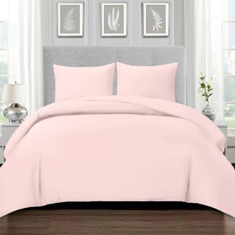 Pizuna 800 Fadenzahl aus Baumwolle Bettwäsche Helles Rosa, 100% Langstaple Baumwolle Bettbezug und Kissenbezug, 100% Baumwolle Mako Satin 3-Teilig Bettwäsche