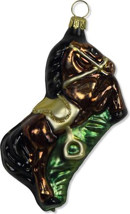 Lauschaer Glas Christbaumschmuck Pferd im Sprung Christbaumschmuck mundgeblasen,handdekoriert