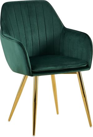 Clp Esszimmerstuhl Cheryl Samt, komfortabler Sessel mit robustem Gestell, Belastbarkeit von max. 150 kg, Farbe:gr&uuml;n, Gestell Farbe:Gold