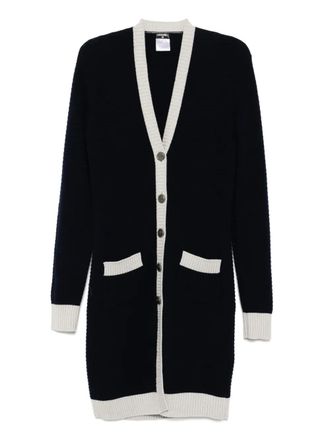 Chanel manteau à col v (2008) - Bleu