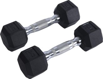 Endless Pair of 2 Kg (2 * 4.4 LB) Hexagon Rubber Coated Dumbbells | Black | Material: Iron and Rubber | Perfect for Bodybuilding, Fitness, Weight Lifting and 
