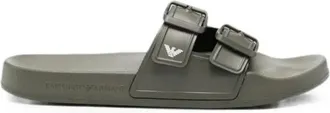 Emporio Armani Homme, Chaussures, Vert, Taille: 42 EU Logo Slide