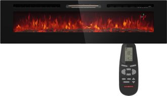 Klarstein Deko Kamin mit LED-Flammen, Elektro-Kamin mit Heizung und Kaminfeuer, 1800W Elektrisch mit Fernbedienung, Timer & Einstellbarer Thermostat, Sparsam