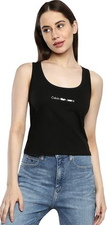Calvin Klein Jeans Damen Tank Top Institutional Strappy Top aus Baumwolle, Schwarz (Ck Black), XL