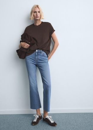 Mango Jean Sienna flare crop bleu moyen - Femme - 32 - MANGO