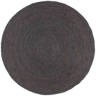 vidaXL Teppich Handgefertigt Jute Rund 240 cm Dunkelgrau Vidaxl