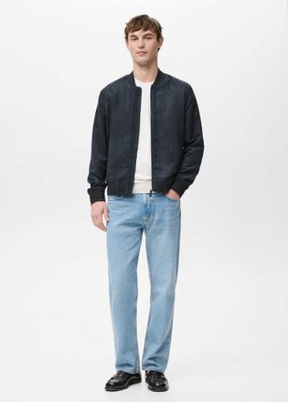 Mango Veste bomber effet daim bleu marine - Homme - XL - MANGO MAN