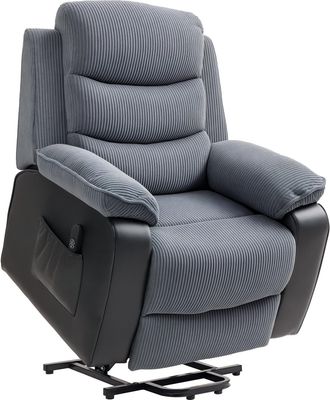 HOMCOM Fernsehsessel mit Aufstehhilfe Elektrisch Relaxsessel mit Liegefunktion, W&auml;rmefunktion, Massagefunktion Massagesessel mit Fernbedienung, Seitentasche 