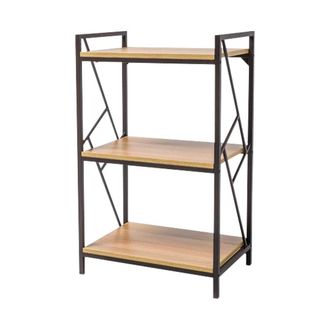 Selsey ROTBY - B&uuml;cherregal Metallregal Eiche/Braun mit 3 F&auml;chern 60x99x40cm