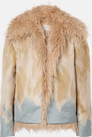 Dries Van Noten Bedruckte Jacke mit Faux Fur
