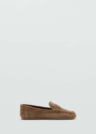 Mango Mocassins su&egrave;de d&eacute;tail en forme de masque marron moyen - Femme - 35 - MANGO