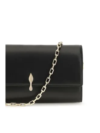 Christian Louboutin Womens Leather Wallet With Chain Bettina Black-Gold Calf & Purses Black/gold