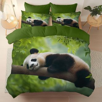 Generic Bettbezug 220 x 240 cm, Mehrfarbig Fotografie Niedlich Tiere Panda Bettw&auml;sche, Wende Microfaser bettw&auml;sche f&uuml;r Jungen M&auml;dchen Bettbezug mit 2 Kissenbe