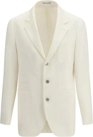 Brunello Cucinelli Homme, Vestes, Blanc, Taille: M Blazer Crois&eacute; en Lin