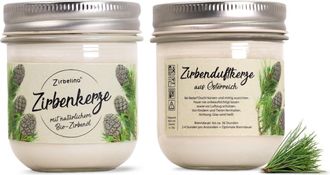 Zirbelino ZirbenDuftkerze Doppelpackung - handgemachte Kerzen - bis zu 36 Stunden Brenndauer