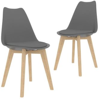 vidaXL Chaises &agrave; manger lot de 2 Gris Plastique Vidaxl