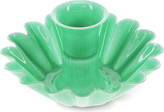 Rex London Emaille-Kerzenhalter Blume hoch - Grün Metall Kerzenständer Vintage-Look für Kerzen bis Ø 2cm