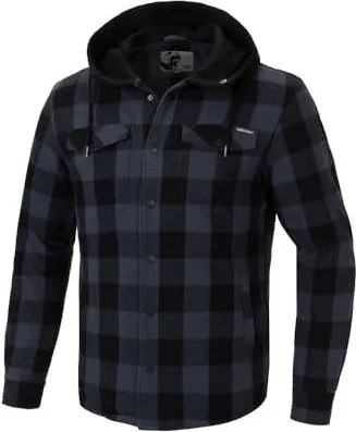 Pitbull Veste Chemise à Carreaux Avec Capuche Pour Homme, Coupe Régulière en Flanelle et Coton, Style Bûcheron Universel, Gris, Taille S