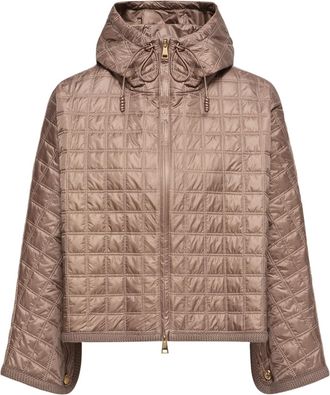 Moncler Moncler Cape &Agrave; Capuche Et Matelassage Carr&eacute;, Femme, Marron, Taille: Uni