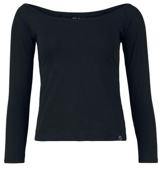 Black Premium by EMP Damen schwarzes Langarmshirt mit U-Boot-Ausschnitt XXL