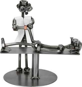 Metalika Physiotherapeut, Mann, Metallfigur, Metallm&auml;nnchen, Handarbeit, Handmade, Stahlfigur, Geschenkidee, Dekorative Figur +gegen Aufpreis: Visitenkartenetu