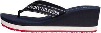 Tommy Hilfiger Damen Flip Flops Summer Sandal mit Keilabsatz, Blau (Space Blue), 38