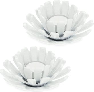 Relaxdays Teelichthalter, 2er Set, Blumenform, Teelichtständer Gusseisen, drinnen & draußen, HxD: 6 x 13,5 cm, weiß