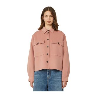 Max Mara Femme, Vestes, Rose, Taille: 36 FR Kort skjortejakke med sidesplitter
