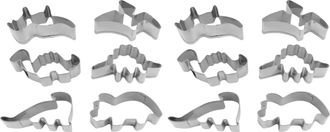 Cabilock 12Stück Plätzchen Ausstecher, Dino Keksausstecher Groß, Dinosaurier Ausstechform aus Edelstahl, DIY Fondant Plätzchenausstecher Keksschneider Set für 