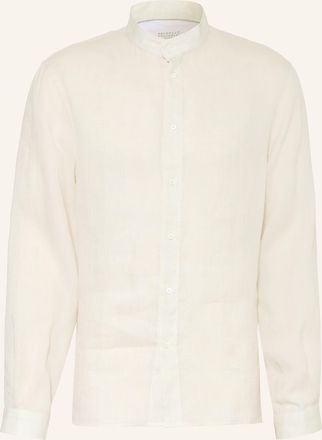 Brunello Cucinelli Brunello Cucinelli Leinenhemd Easy Fit Mit Stehkragen weiss