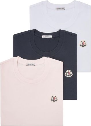 Moncler Moncler Logo Patch Cotton T-shirt (pack Of Three), Women, Multicolour, Size: Xl
