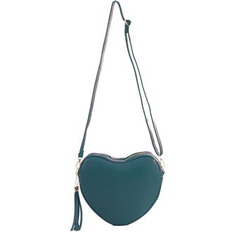 modamoda.de T267 Damen Leder Herzf&ouml;rmige Umh&auml;ngetasche Schultertasche, handmade in Italy (Petrol)