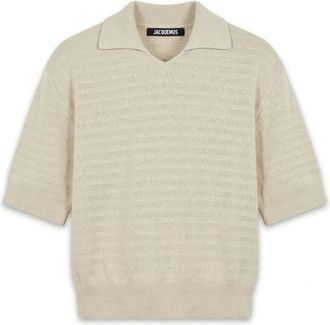 Jacquemus Homme, Pulls, Beige, Taille: S Le Polo Maille Chevron