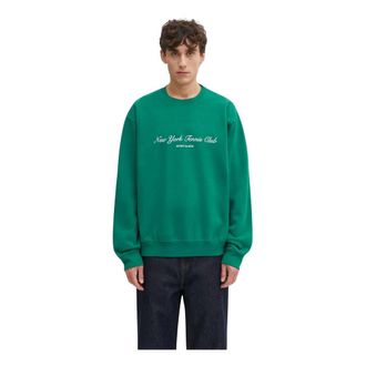 Sporty & Rich NY Tennis Club Crew Sweatshirt - - Sweatshirts & Hoodies - Herren - Gr&uuml;n - M
