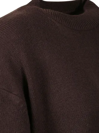 032c Padded-Shoulder Wool Sweater - Brown