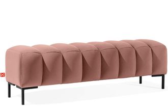 Konsimo Polsterbank, Bettbank, Sitzbank in Samtoptik, Flurbank, bis 120 kg Belastbar (Rosa/schwarz, 160x50x50)