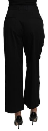 Dolce & Gabbana Womens Black High Waist Cropped Cotton Stretch Pants Elastane