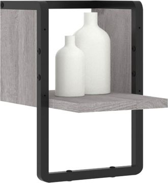 Generic Schweberegal Regal mit Stange, Wandregal, H&auml;ngeregal mit viel Stauraum, Wandboard, B&uuml;cherregal f&uuml;r Wohnzimmer/Badezimmer(Grau Sonoma 30x25x30 cm) (20 