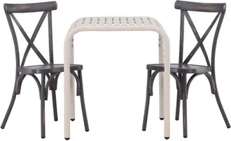 ebuy24 Borneo Gartenset Tisch, 2 St&uuml;hle beige,dunkel grau